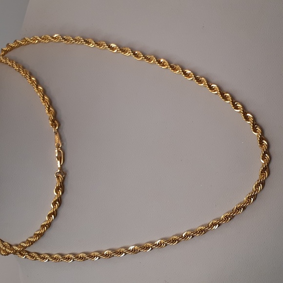 Vintage | Jewelry | Gold Plated Rope Chain Necklace 3 Long | Poshmark